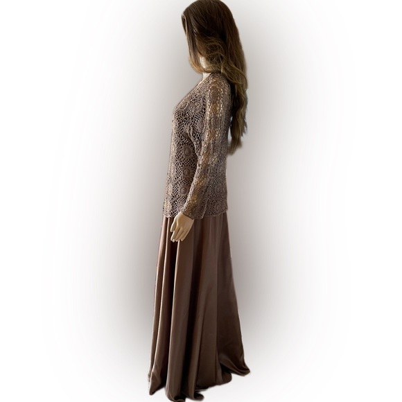 Cachet | Dresses | Cachet Womens Tan Crochet Formal Dress Size 78 ...